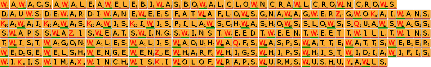 Liste des 68 mots de 5 lettres avec W