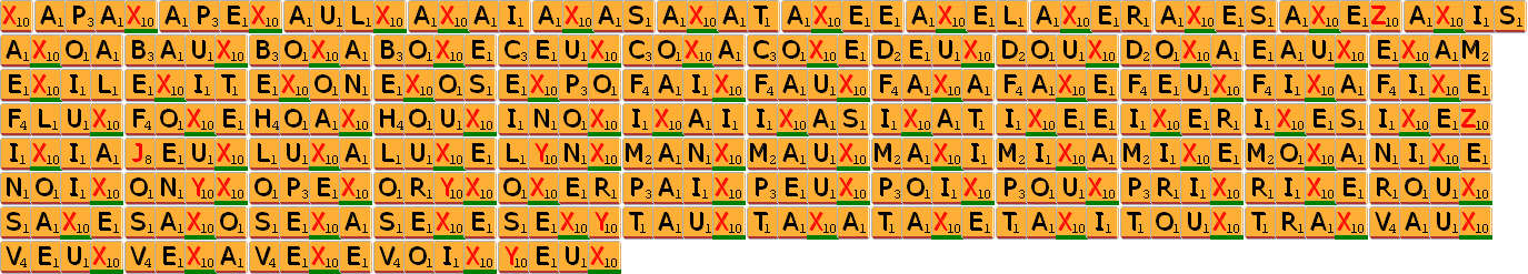 Liste des 89 mots de 4 lettres avec X