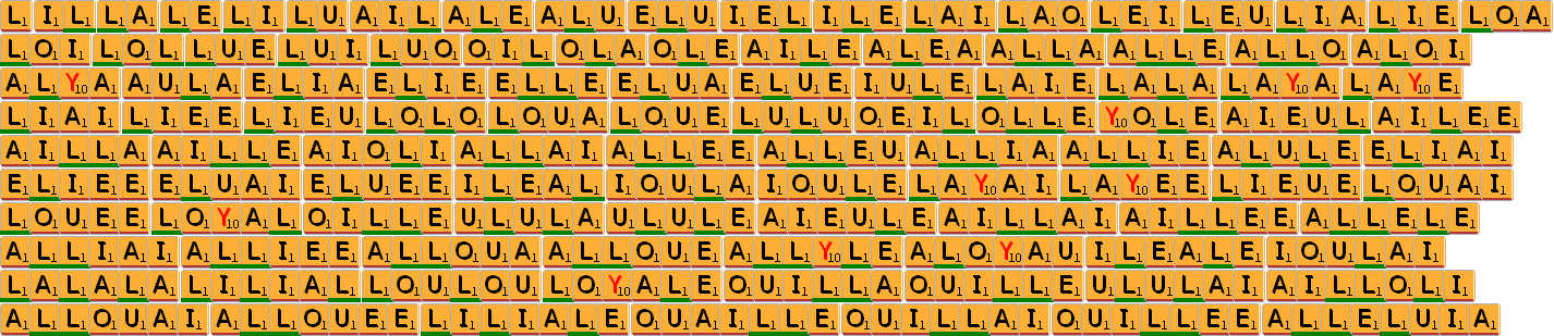 Liste des 108 mots avec comme seule consonne L